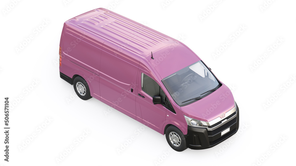Tokyo, Japan. April 12, 2022: Toyota Hiace. Pink commercial van for ...