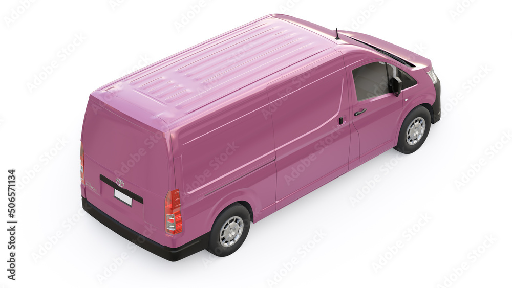 Tokyo, Japan. April 12, 2022: Toyota Hiace. Pink commercial van for ...