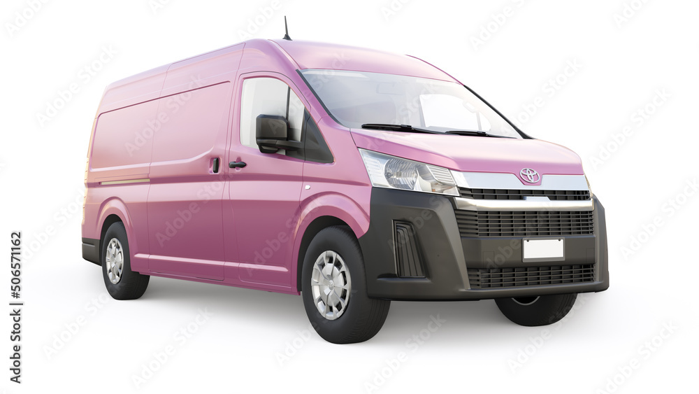 Tokyo, Japan. April 12, 2022: Toyota Hiace. Pink commercial van for ...