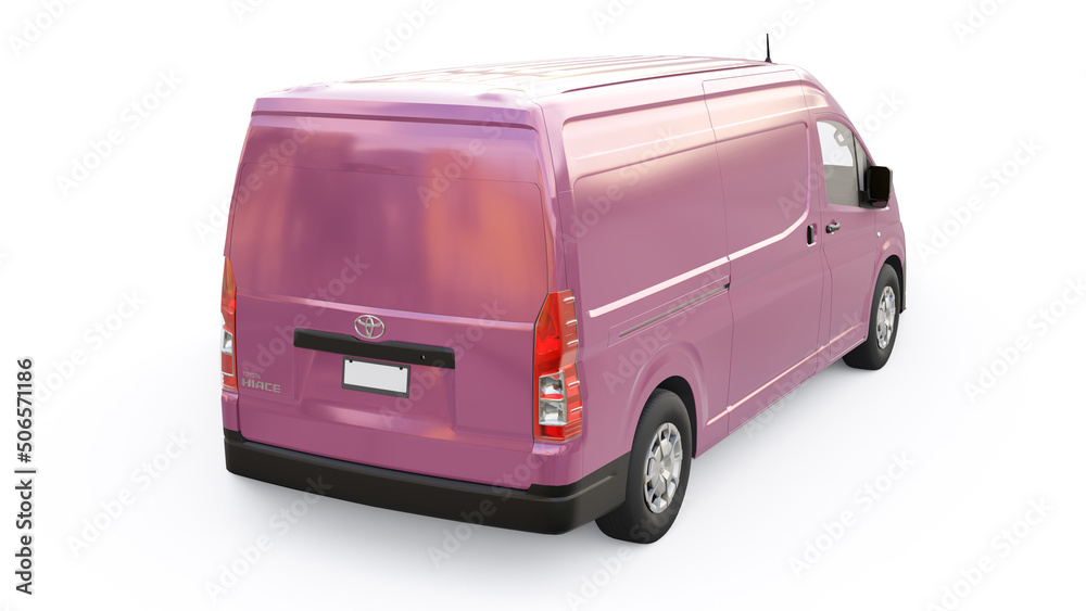Tokyo, Japan. April 12, 2022: Toyota Hiace. Pink commercial van for ...