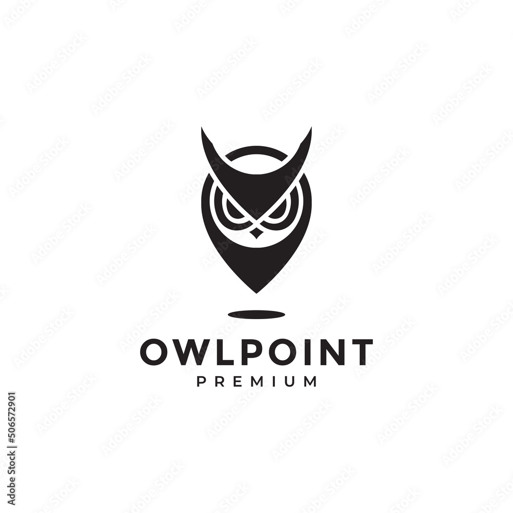 pin map location with owl eyes logo design vector graphic symbol icon ...