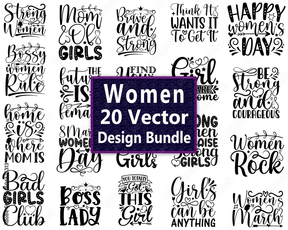 Women 20 Vector Design Bundle SVG, Strong Woman SVG, Women Empowerment ...