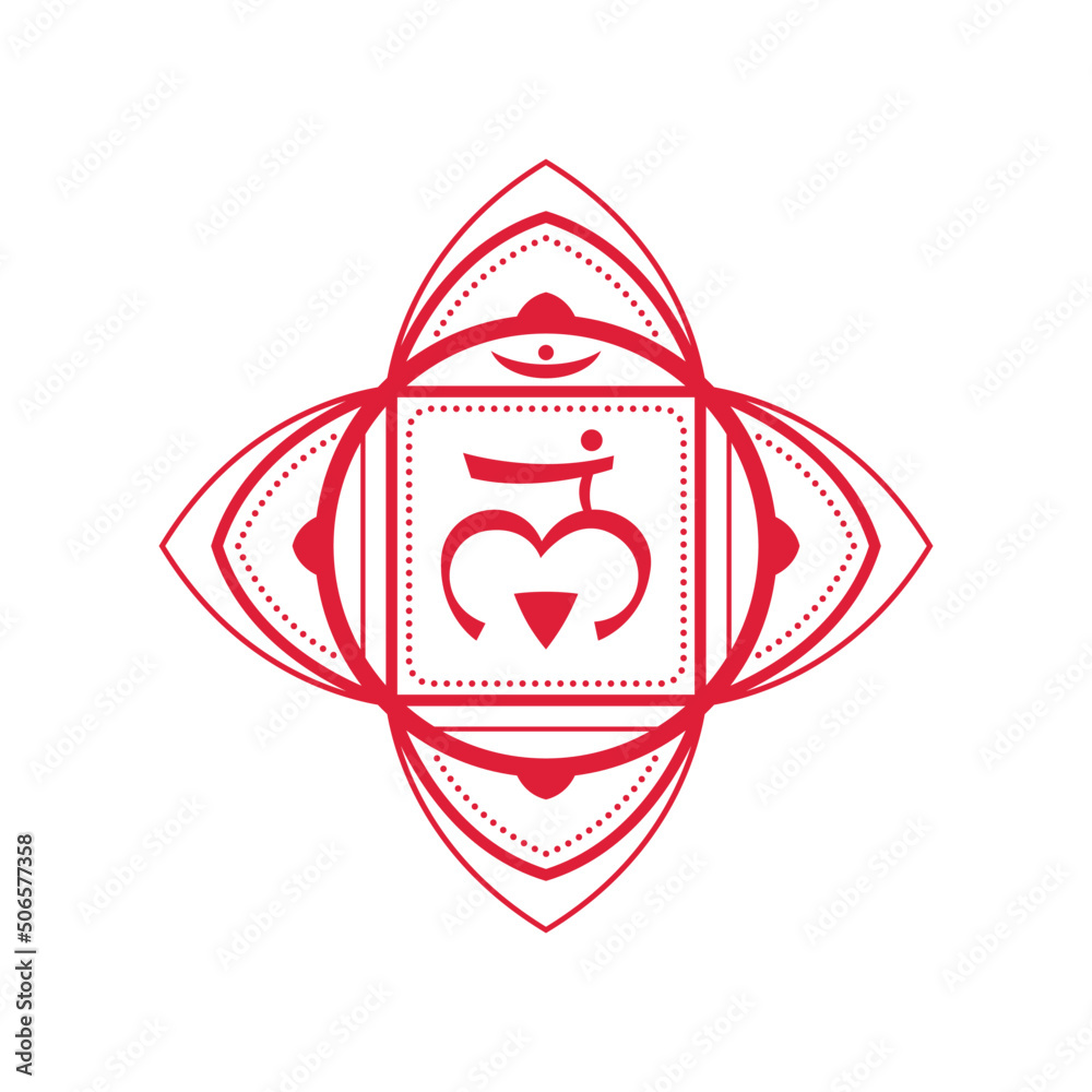 Muladhara. First primary chakra vector hand drawing illustration - for ...
