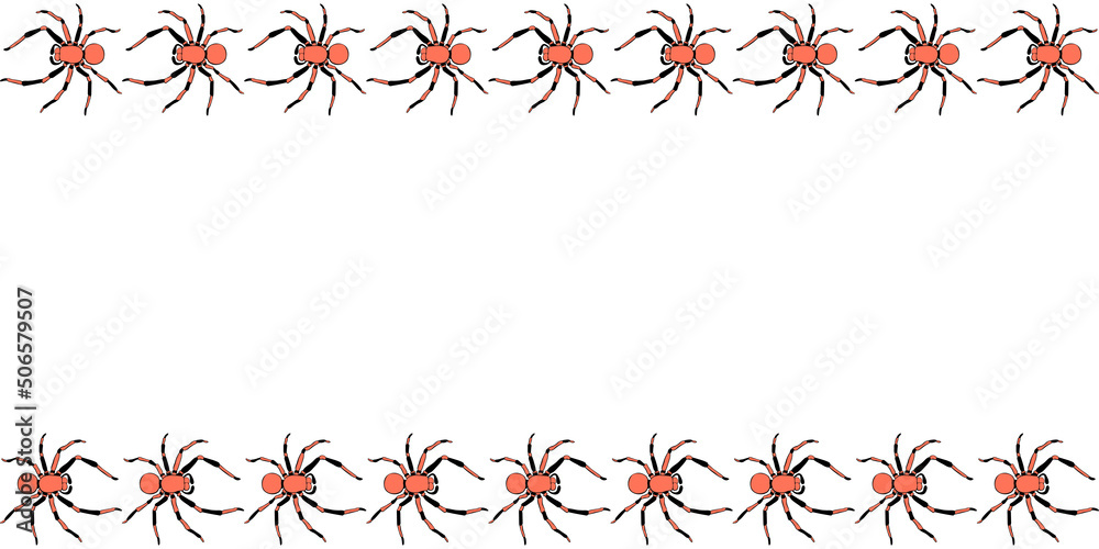 Vector border, frame from russet spiders in doodle flat style ...