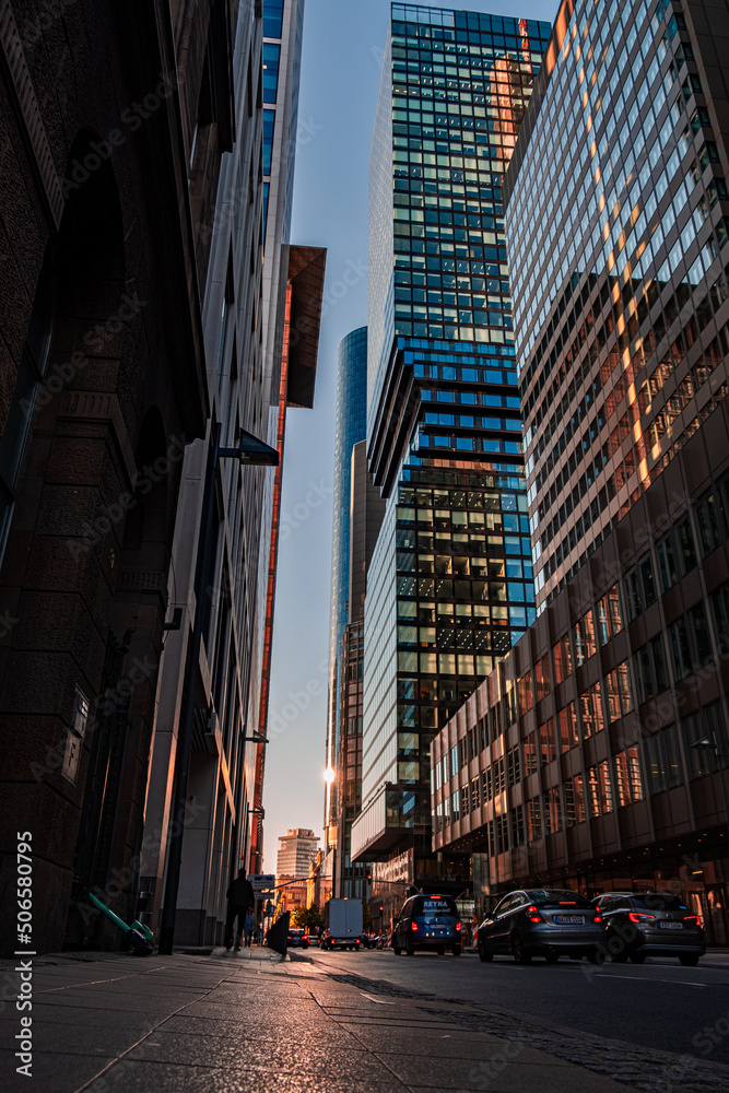 city view during the golden hour in the downtown area. Downtown at ...