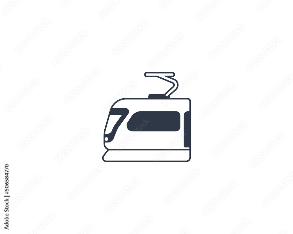 Light Rail vector flat emoticon. Isolated Light Rail illustration ...