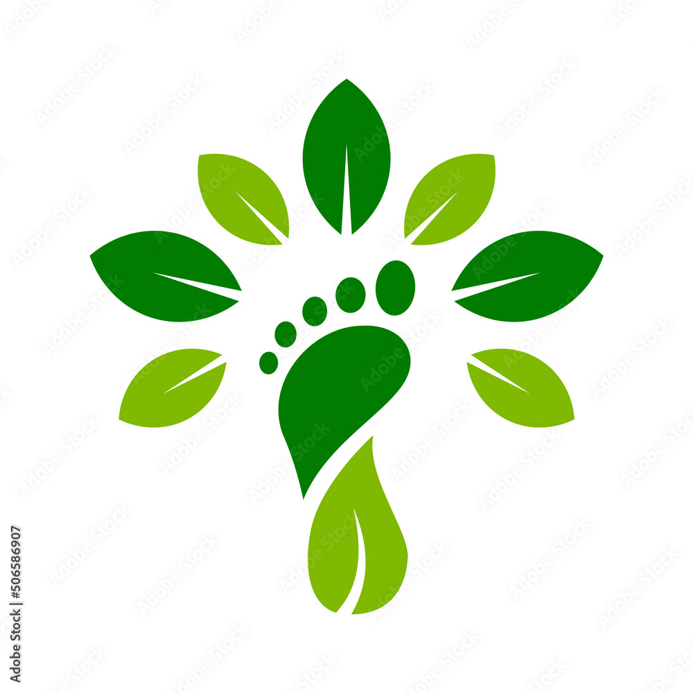 Reduce carbon footprint idea. Carbon neutrality. Foot surrounded with ...