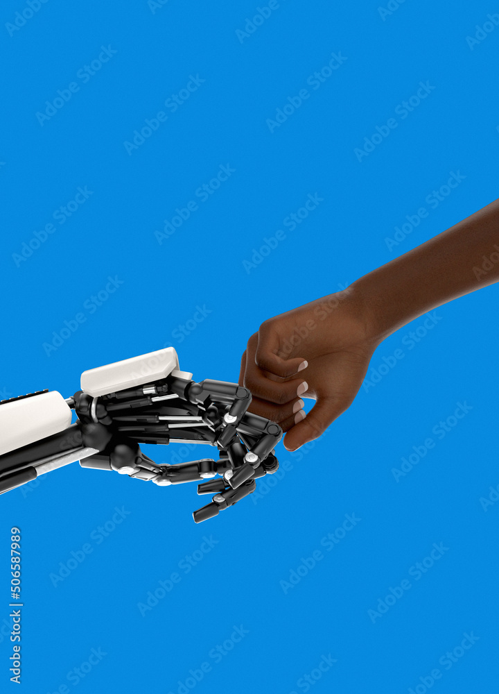 Human and robot fist bumping, illustration Stock Illustration | Adobe Stock