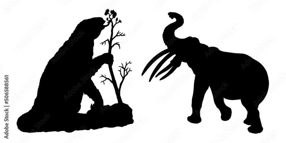 Prehistoric gigantic animals - stegotetrabelodon and megatherium ...