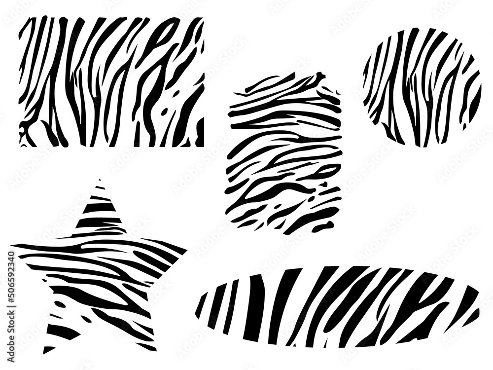 Hand drawn vector zebra pattern spots, black and white spots with zebra ...