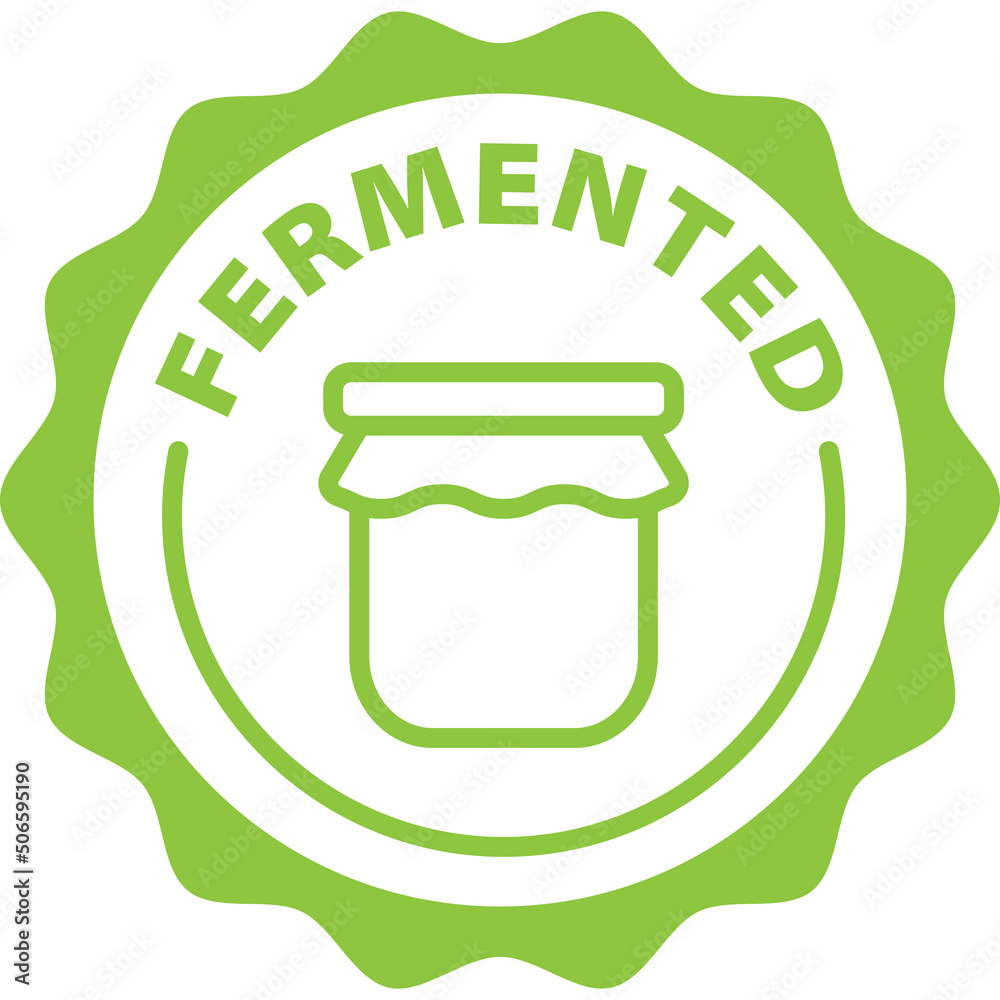 fermented green stamp outline badge icon label isolated vector on ...