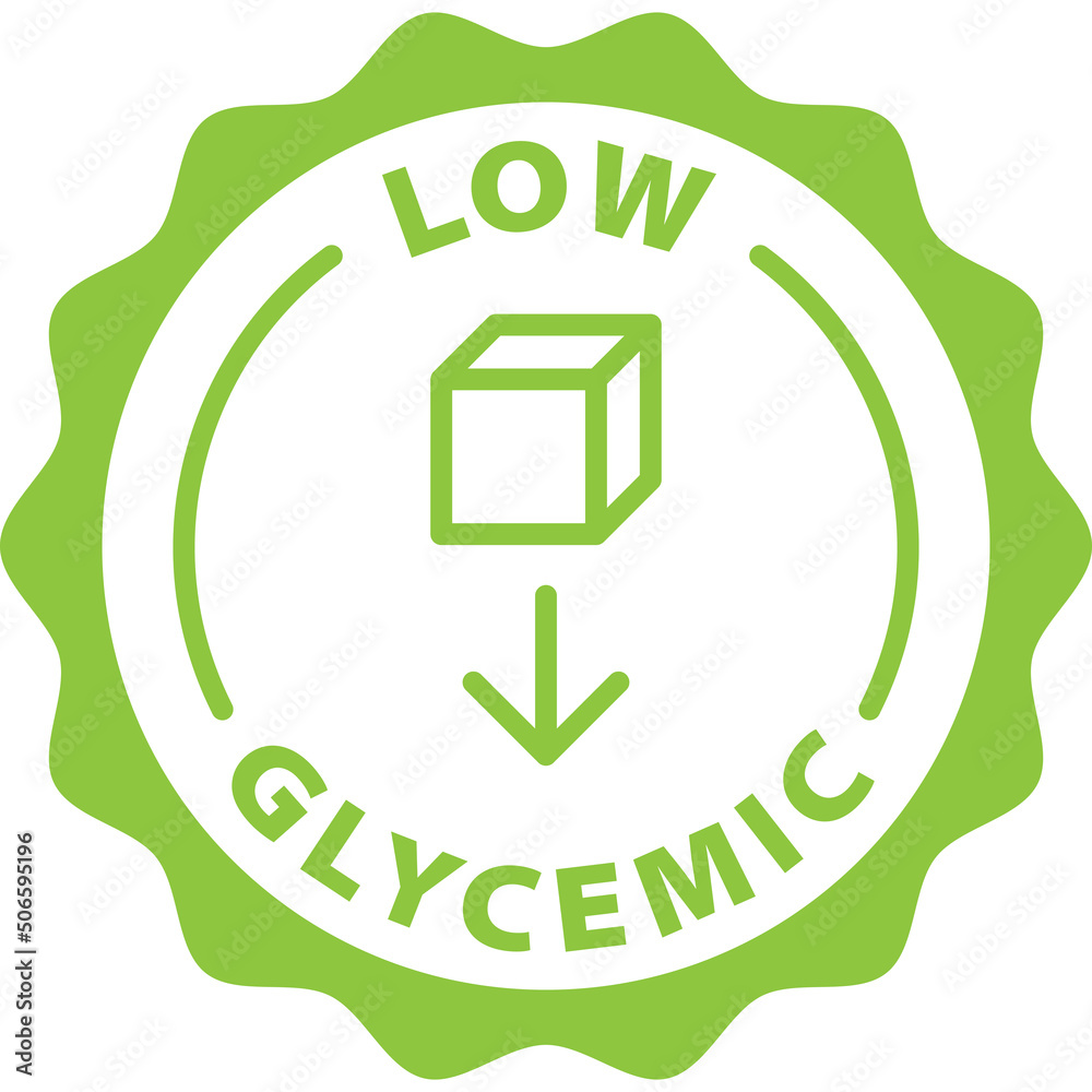 low glycemic green stamp outline badge icon label isolated vector on ...