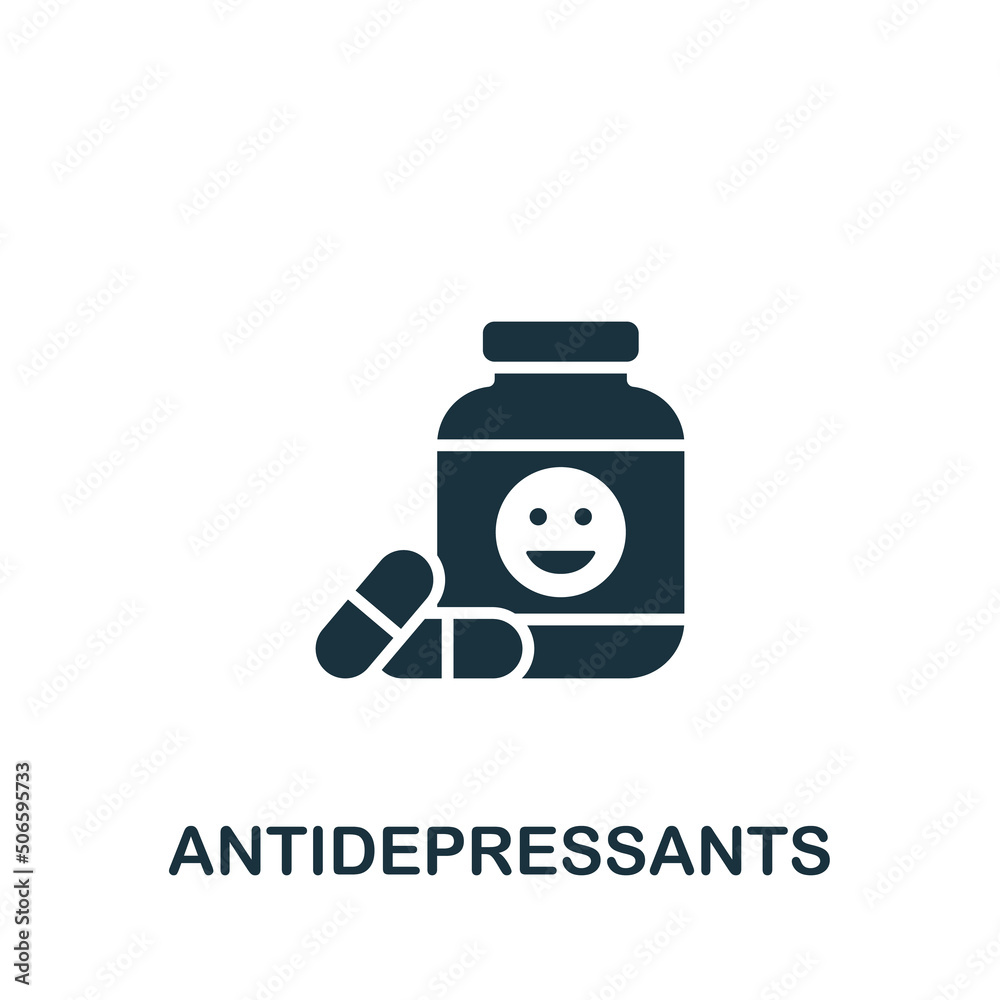 Antidepressants icon. Monochrome simple Psychology icon for templates ...