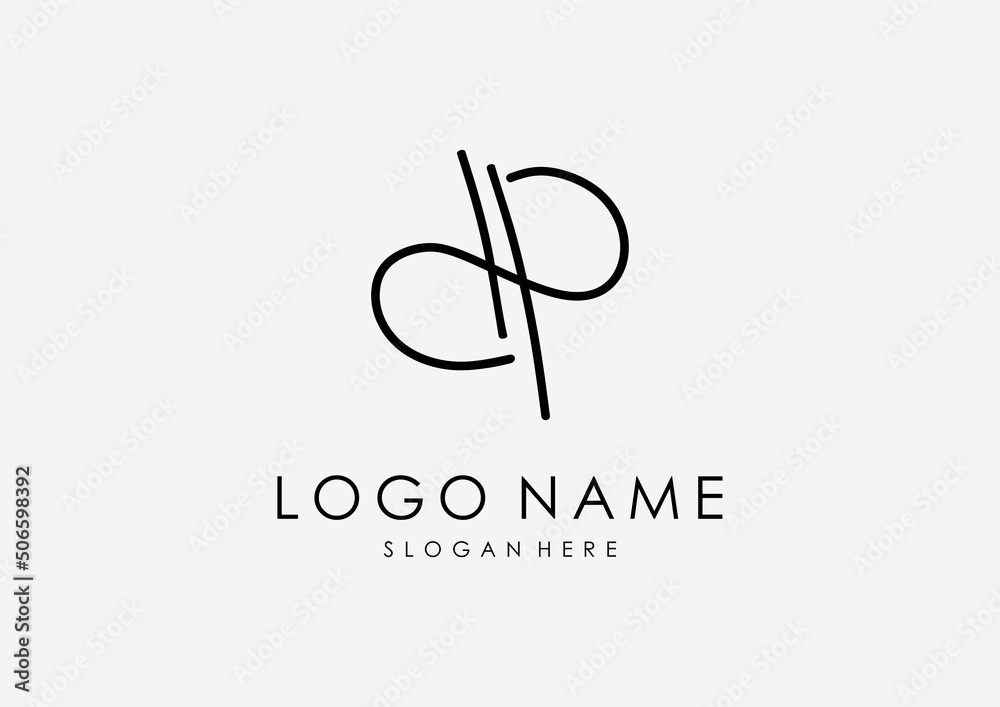 initial dp letter signature logo template. Handwriting letter logo ...