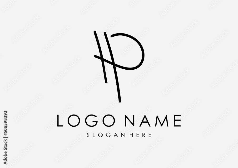 initial hp letter signature logo template. Handwriting letter logo ...