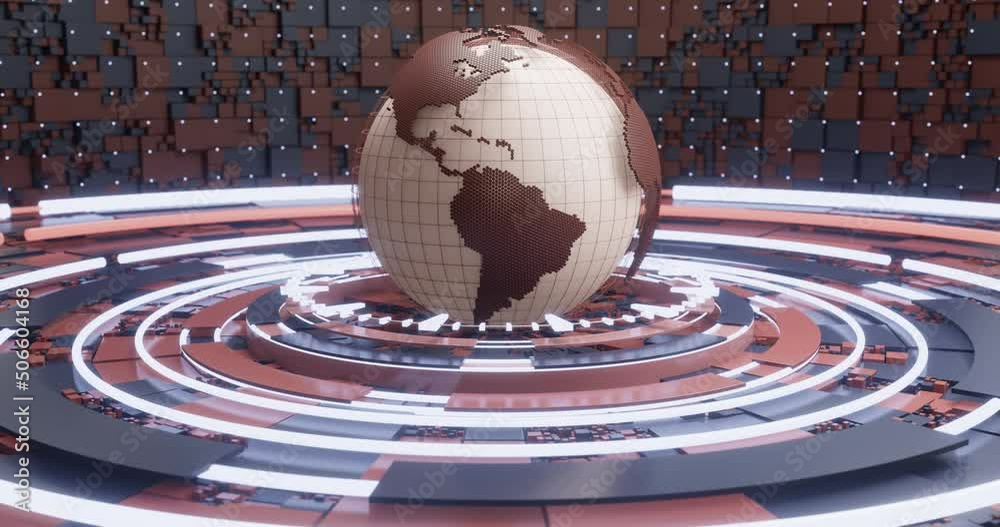 3D Global Digital World map. Futuristic cosmic globe. Sci Fi earth ...