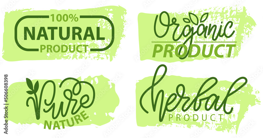 Herbal icon, package label design. Natural herbal origination ...