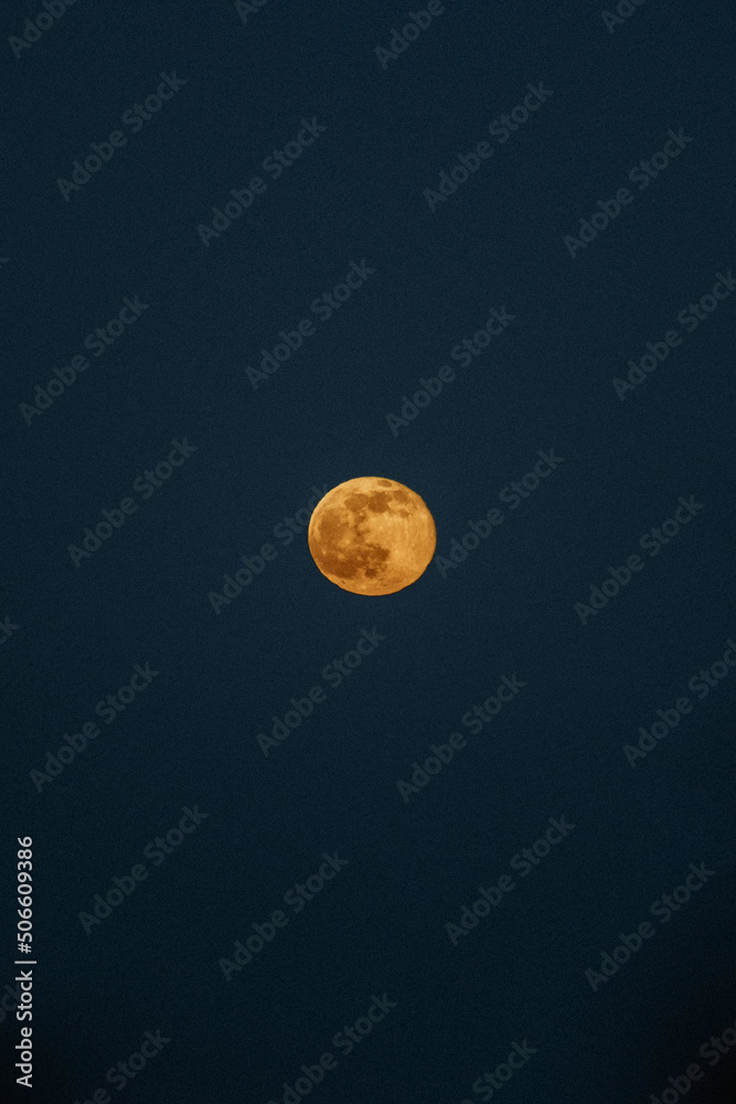 Full blood moon in dark night sky, Sheffield, South Yorkshire, England ...