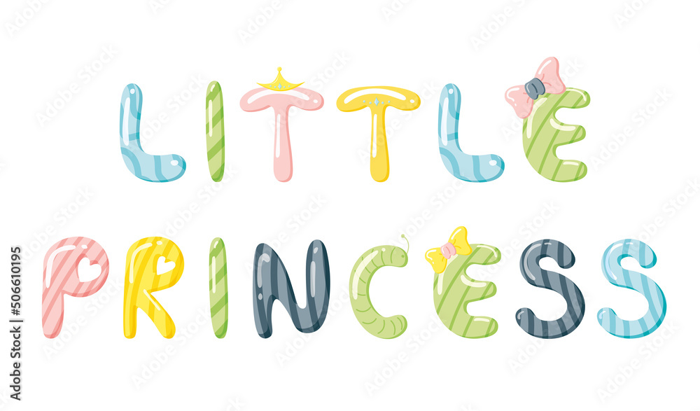 Vetor de Candy Little Princess Lettering. Funny candy caramel letters ...