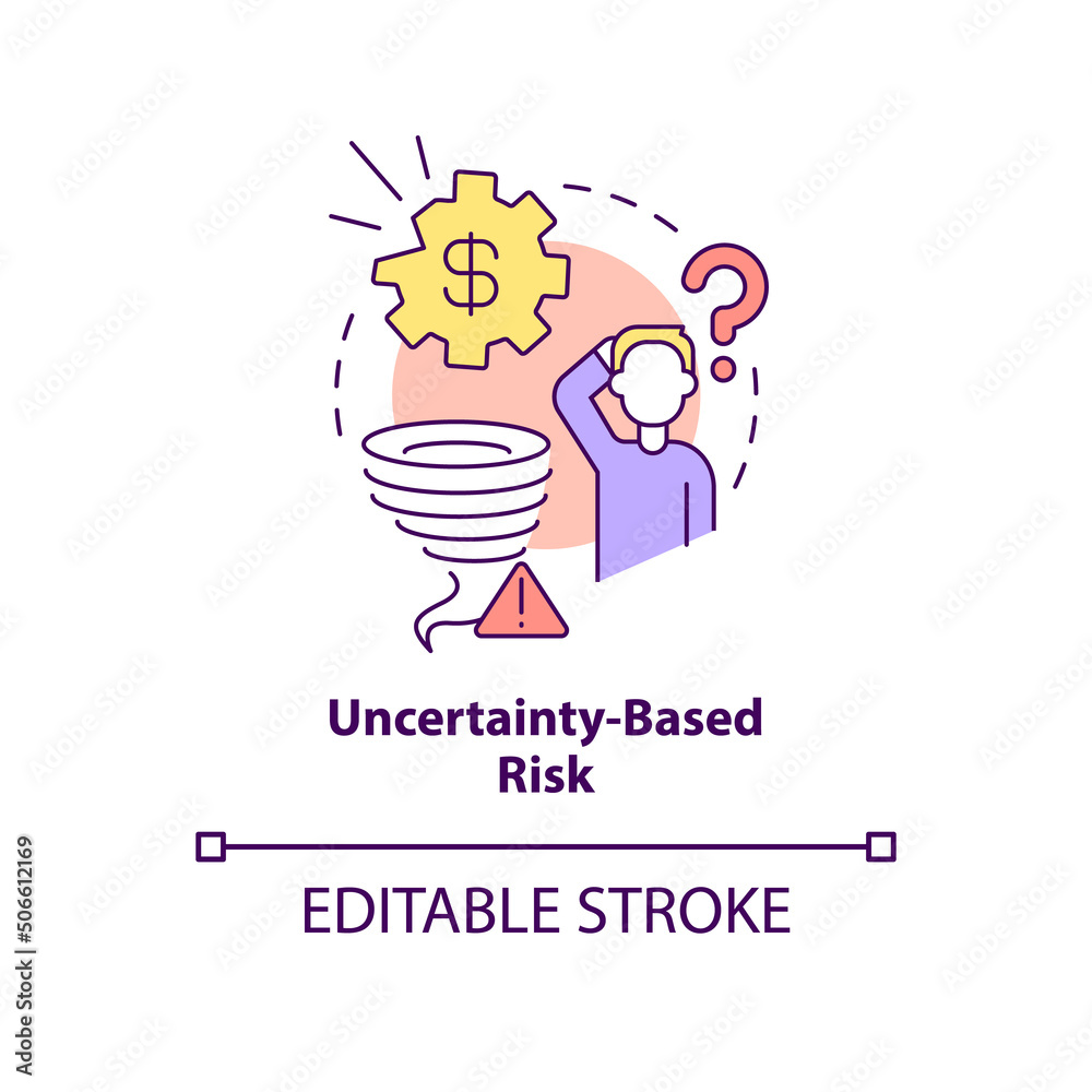Uncertainty-based risk concept icon. Type of risk abstract idea thin ...