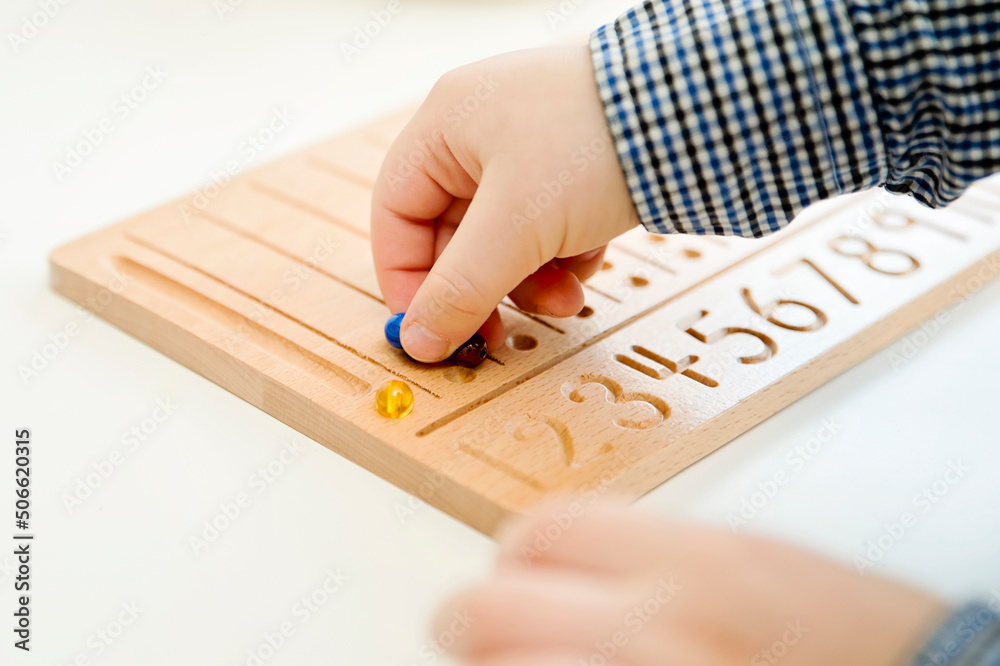 Montessori Beads Board. Learning to count and write numbers, prepare ...