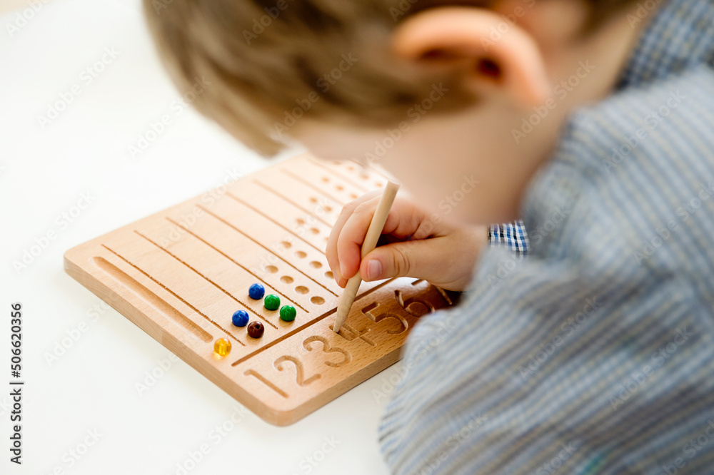 Montessori Beads Board. Learning to count and write numbers, prepare ...