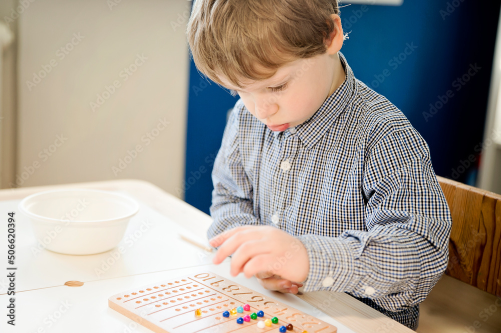 Montessori Beads Board. Learning to count and write numbers, prepare ...