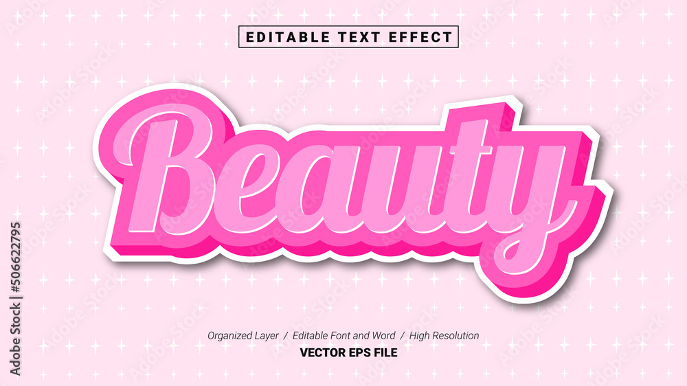 Editable Beauty Font. Typography Template Text Effect Style. Lettering ...
