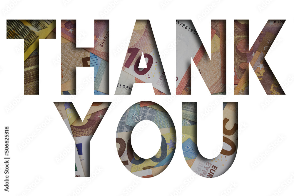Thank You word with money. Paper currency background with different ...