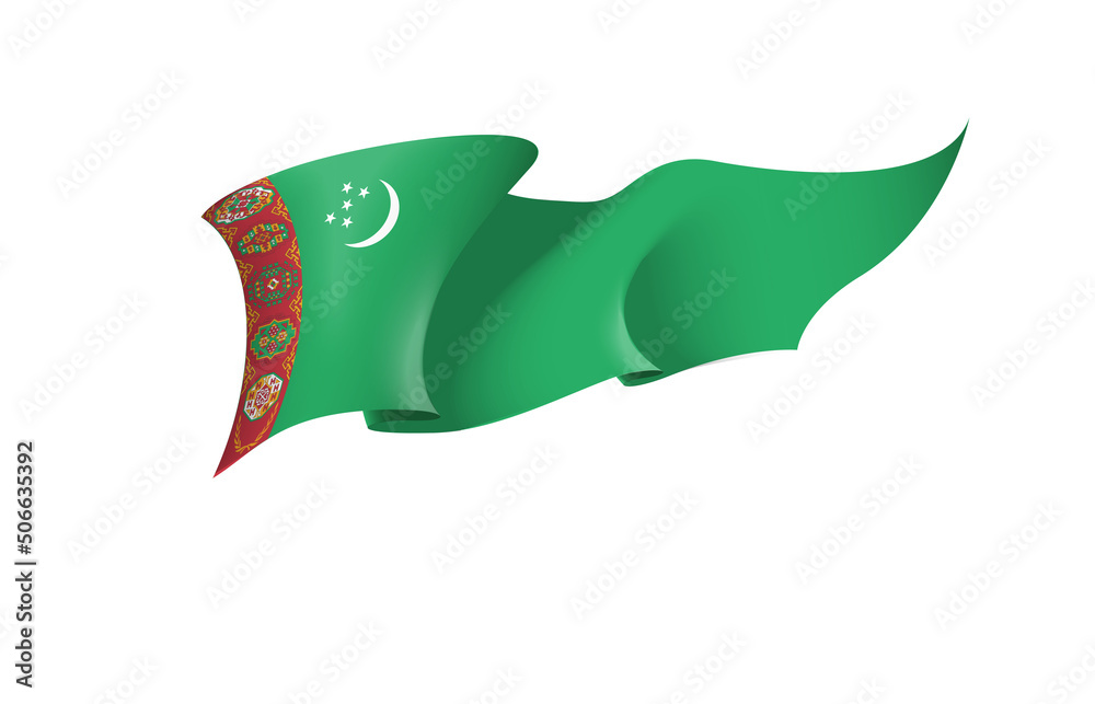 Turkmenistan flag state symbol isolated on background national banner ...