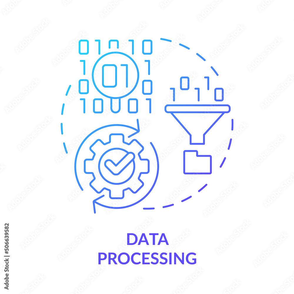Data processing blue gradient concept icon. Big data manipulation ...
