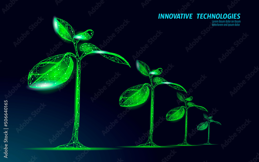Plant sprout ecological abstract concept. 3D render seedling tree ...