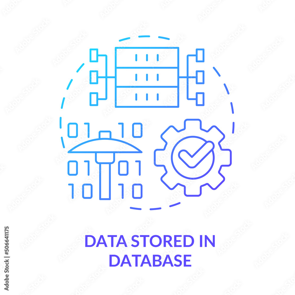 Data stored in database blue gradient concept icon. Database management ...