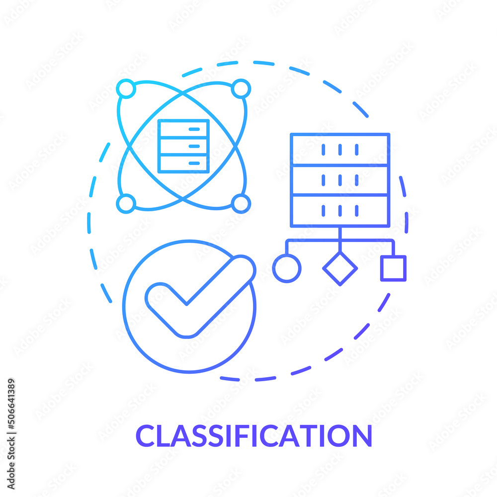 Classification blue gradient concept icon. Data mining technique abstract idea thin line ...