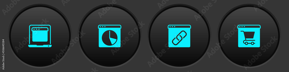 Set Laptop with browser window, Graph chart infographic, Browser and ...