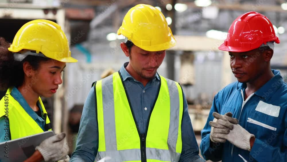 Training trainee concept. Yang male african american engineer explain ...