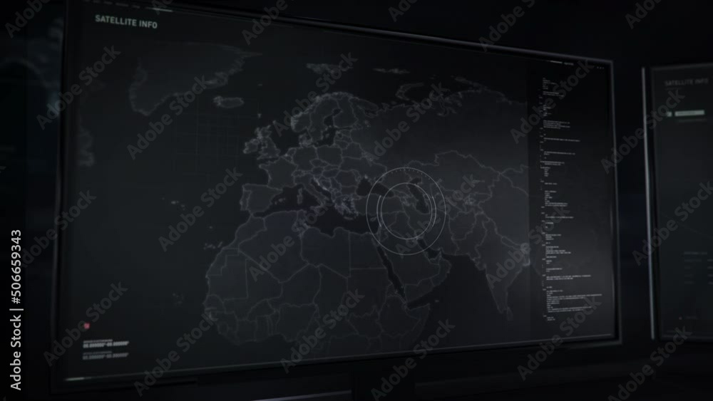 Location tracking surveillance system is analyzing the world map ...