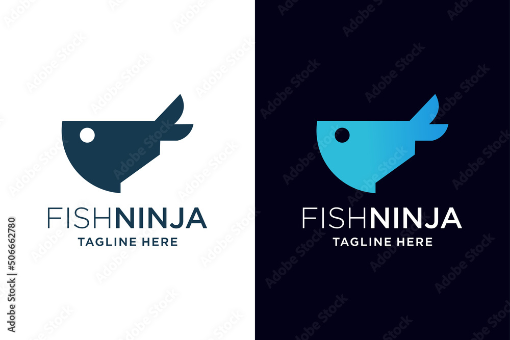 ninja symbol with fish concept design Stock Vector | Adobe Stock