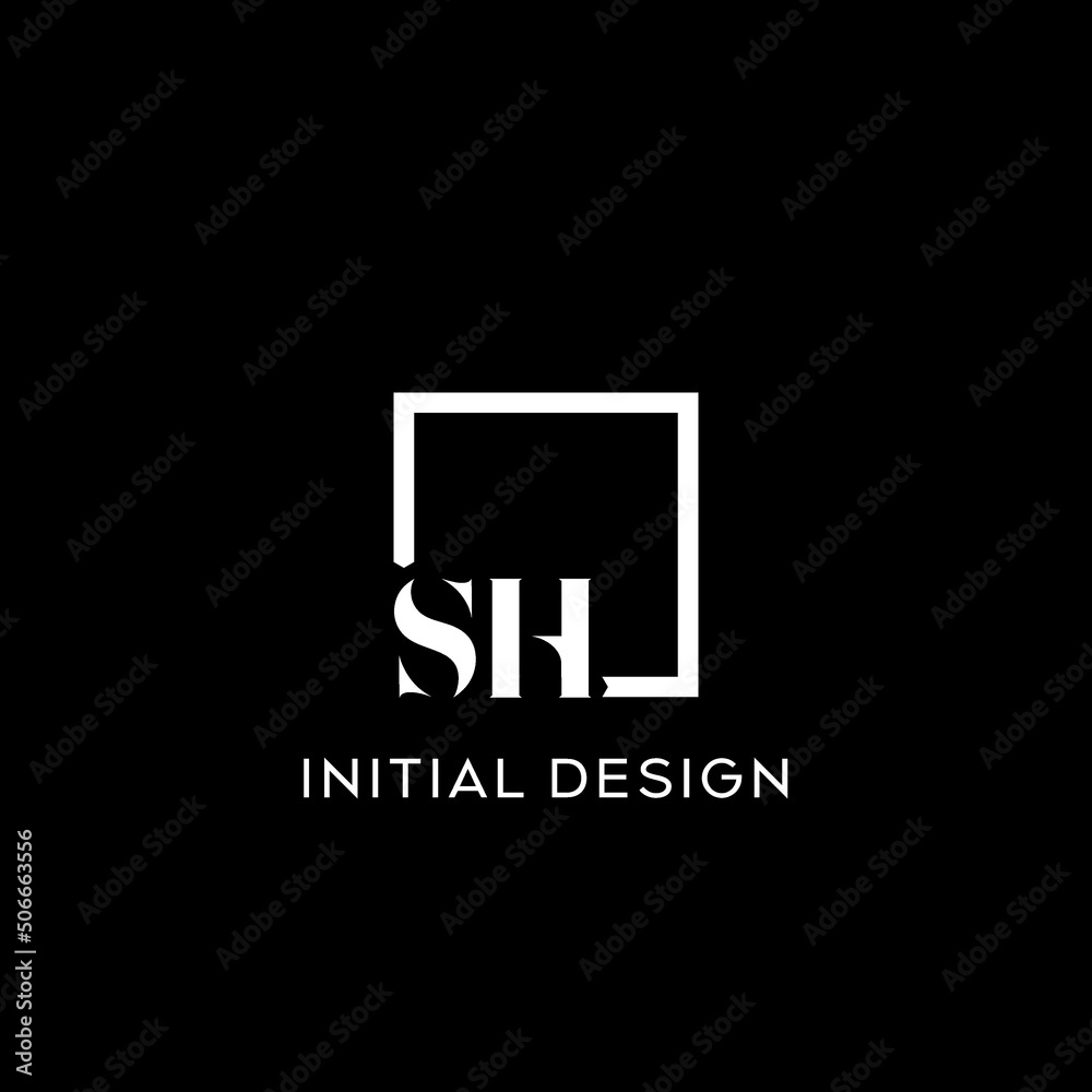 Letter SH simple square logo design ideas Stock Vector | Adobe Stock