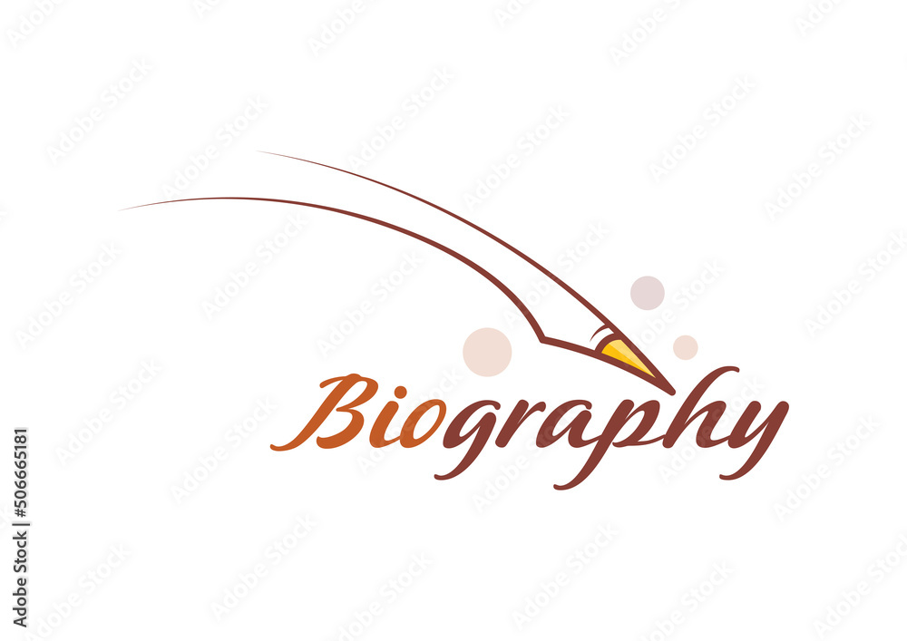 biography logo. handwriting biography concept. fountain pen and ...