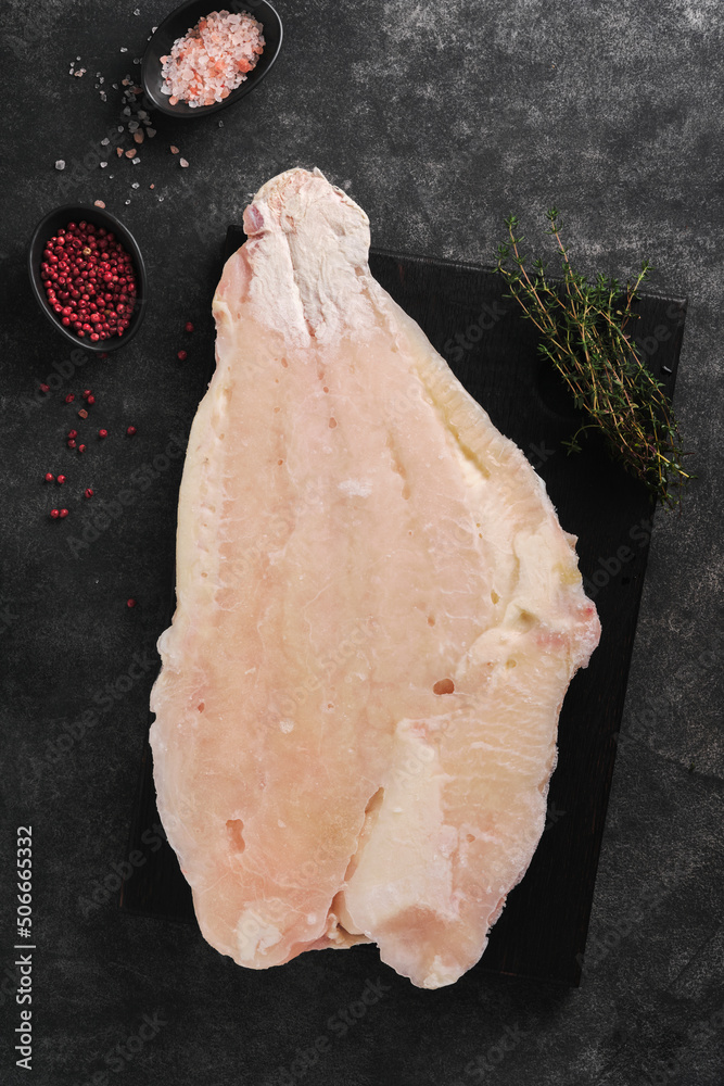 Pangasius frozen fillet. Raw fillet of white fish catfish. Pangasius ...