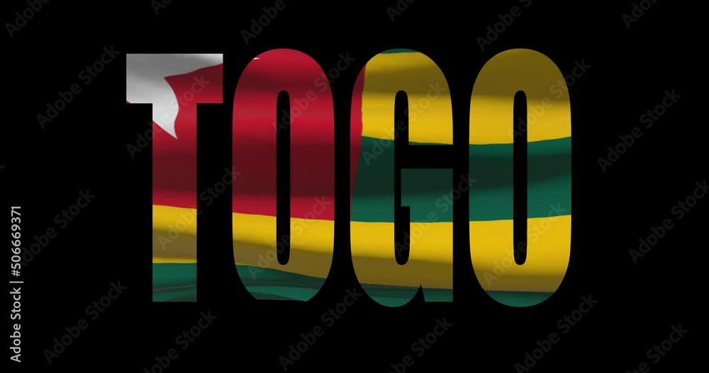 Togo country name on transparent background. Word animation with waving ...