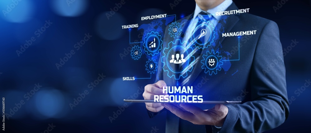 HR Human resources management Recruitment Headhunting. Businessman ...