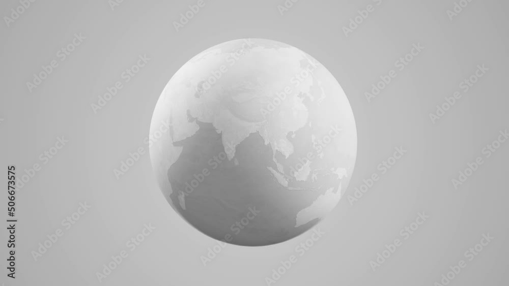 Clean white earth globe, rough detailed texture world map design with ...