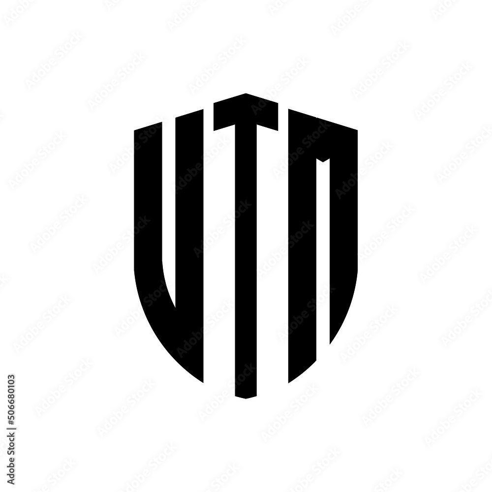 UTM letter logo design. UTM modern letter logo with black background ...