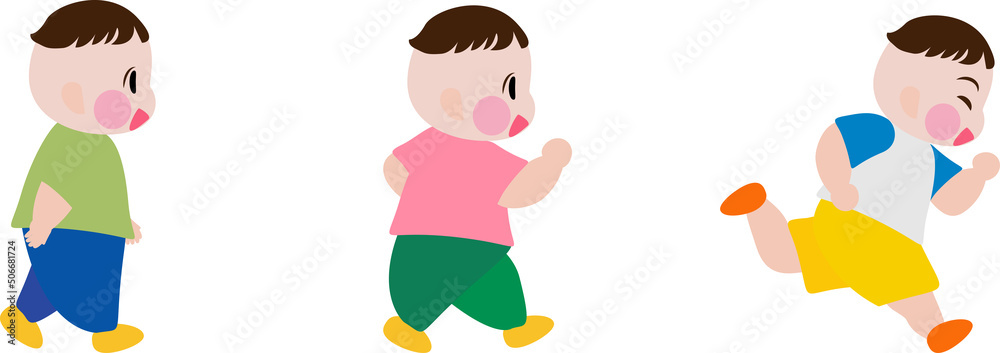 Cartoon kid development. Child growth stages. Set of cute child ...