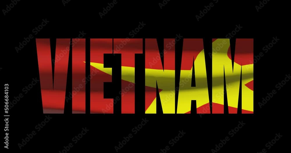 Vietnam country name on transparent background. Word animation with ...