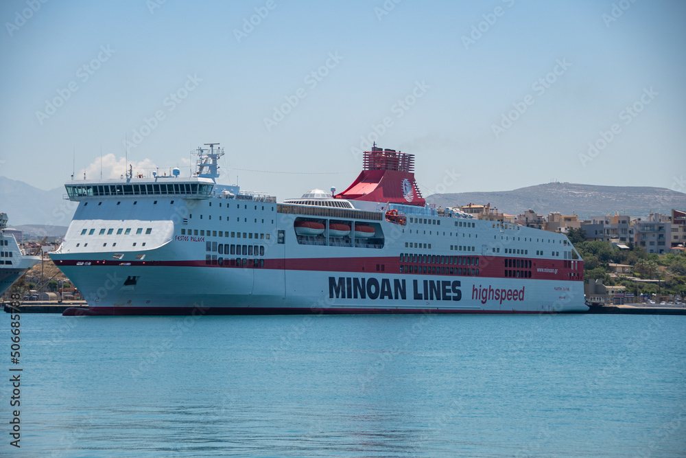 Heraklion, Greece 15 May 2022, A high-speed ferry of the shipping ...