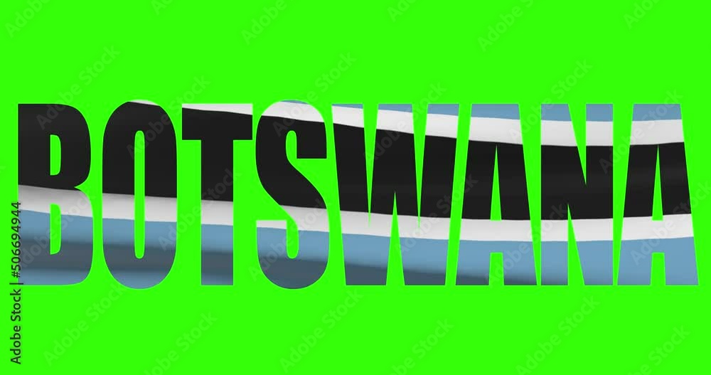 Botswana country lettering word text with flag waving animation on ...