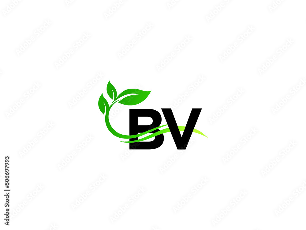 Letter Bv Logo Icon, Natural Bv vb Green Leaf Logo Design Vector For ...